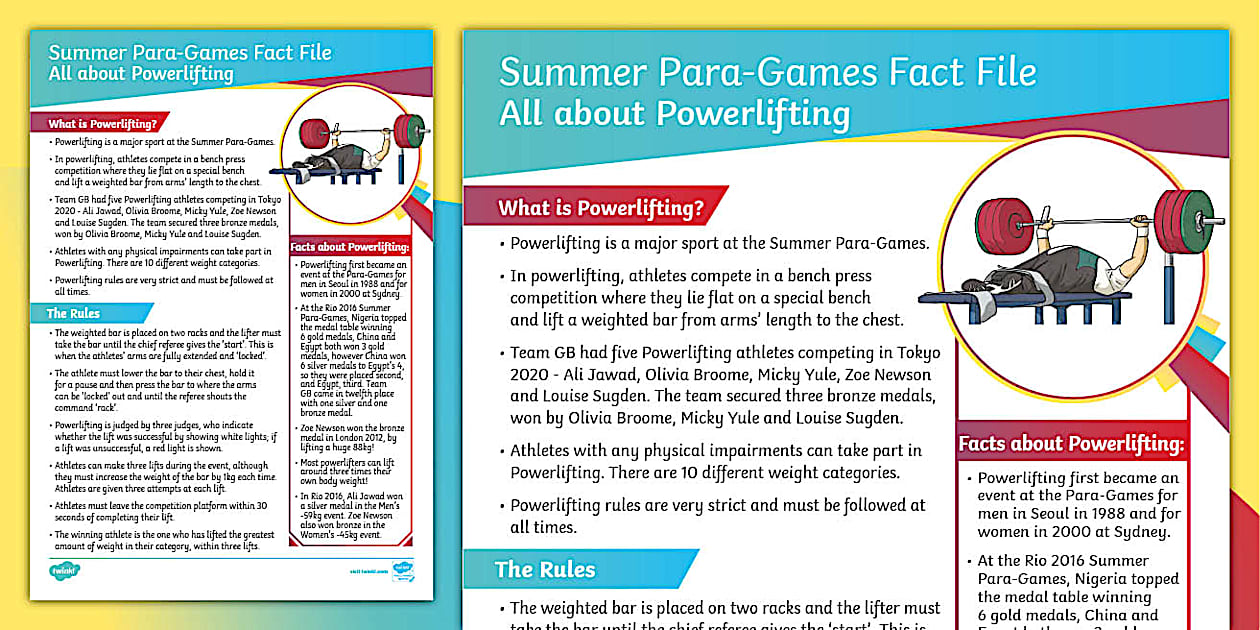 All About Powerlifting Para-Games Fact File (teacher made)