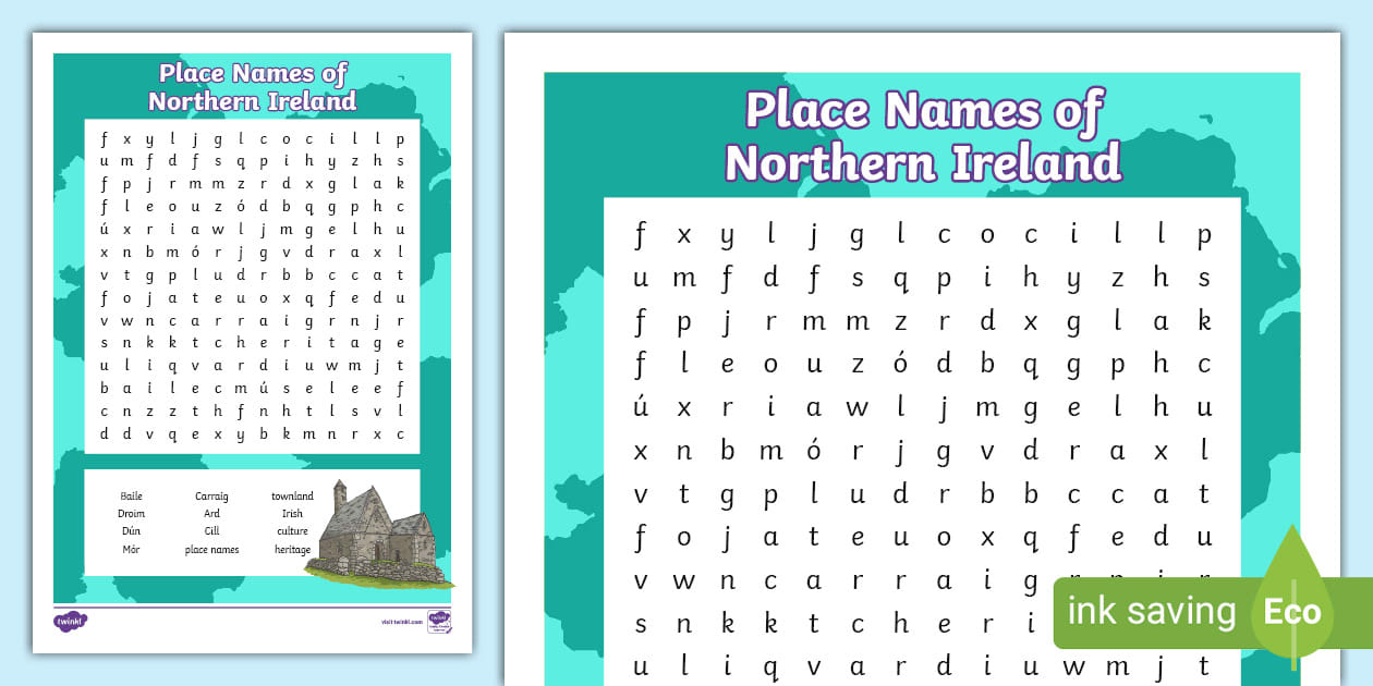 Place Names of Northern Ireland Word Search (Teacher-Made)