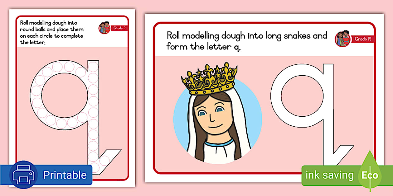 Gr. R Phonics: Letter Q Modelling Dough Playmats - Twinkl