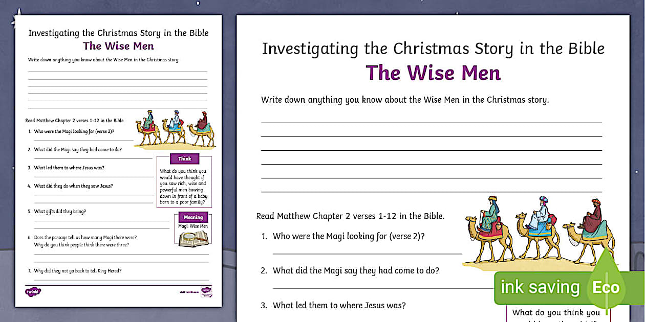Investigating the Christmas Story: The Wise Men Activity Sheet