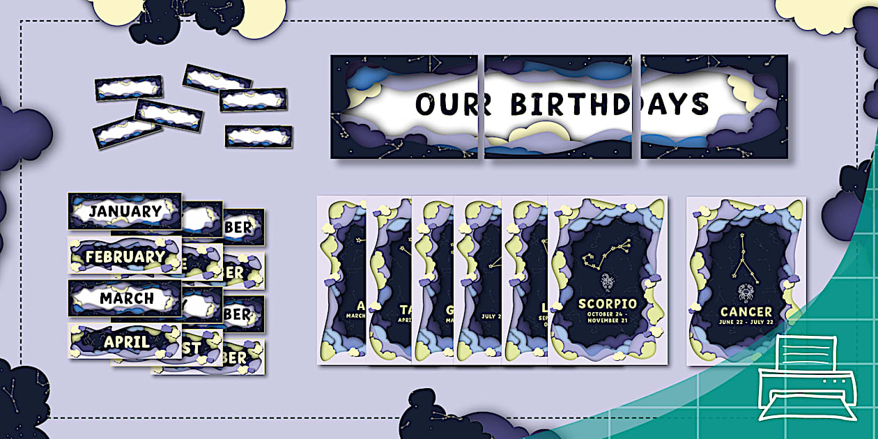 Space Dreams | Class Birthdays & Star Signs | Classroom Display Packs
