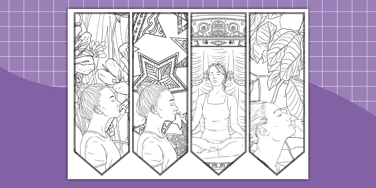 Breathing Techniques Colouring Bookmarks (Teacher-Made)