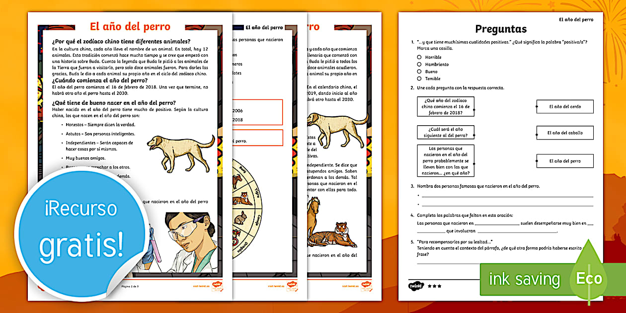 Comprensión lectora: El año del perro (teacher made)