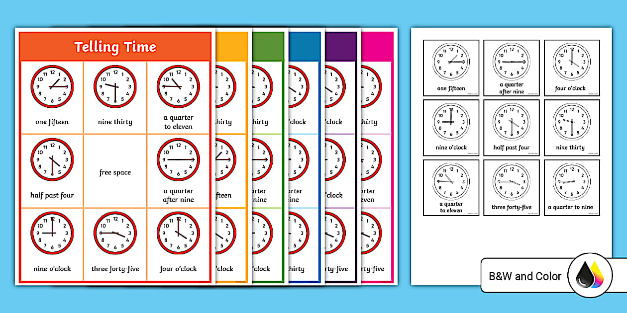 Telling Time Bingo Game for ELL (Teacher-Made) - Twinkl