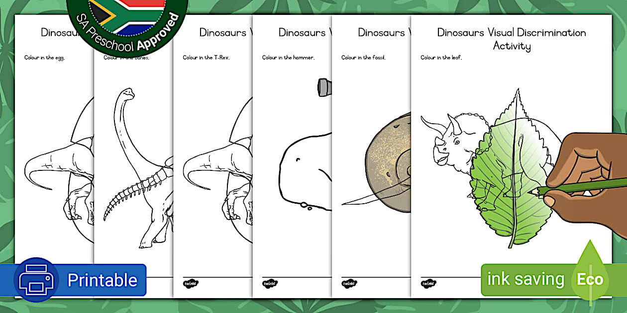 Dinosaurs Visual Discrimination Activity Sheets - Twinkl