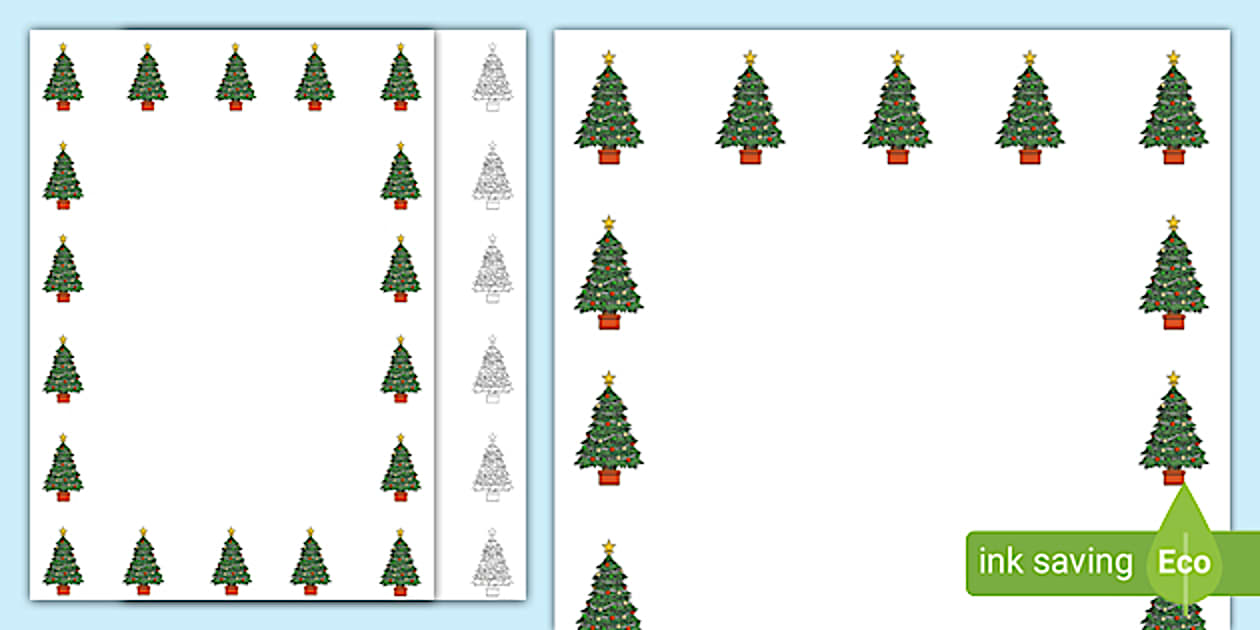 Editable Christmas Tree Page Border (Teacher-Made) - Twinkl