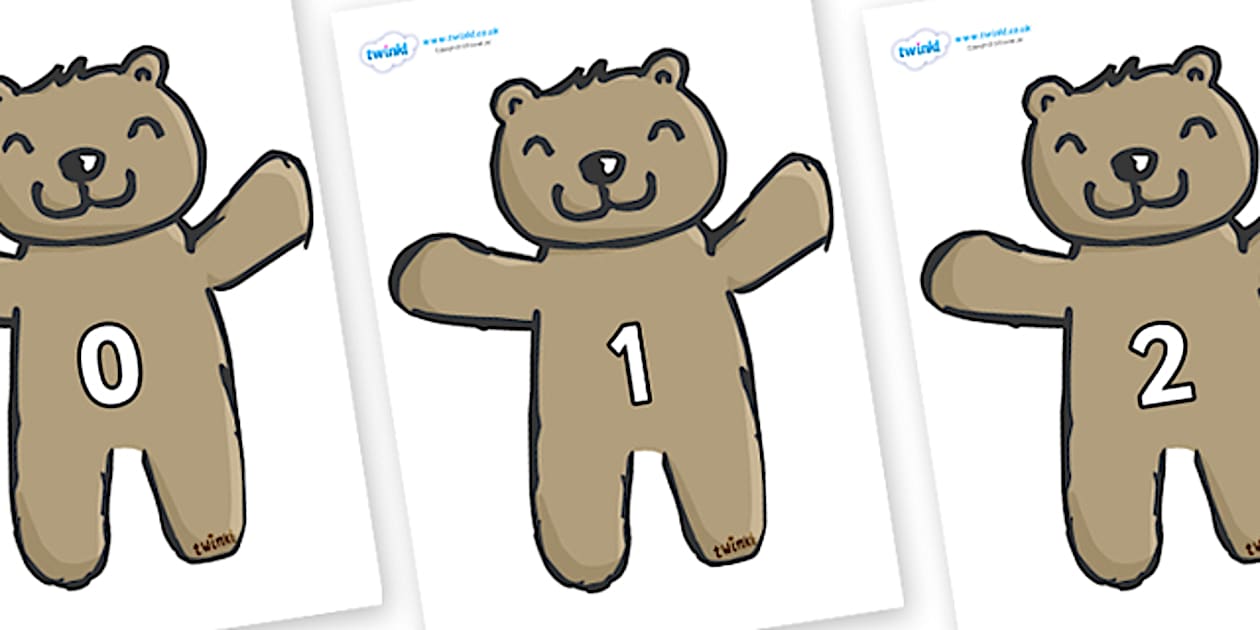 Numbers 0-31 on Teddy Bears (Teacher-Made) - Twinkl