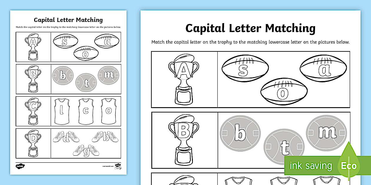 AFL Themed Capital Letter Matching (teacher made) - Twinkl