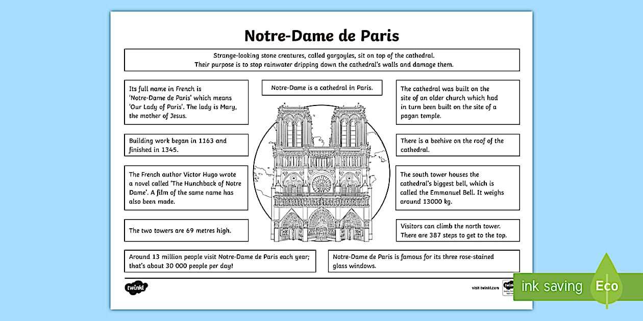KS2 Notre-Dame Fact Sheet (teacher made) - Twinkl