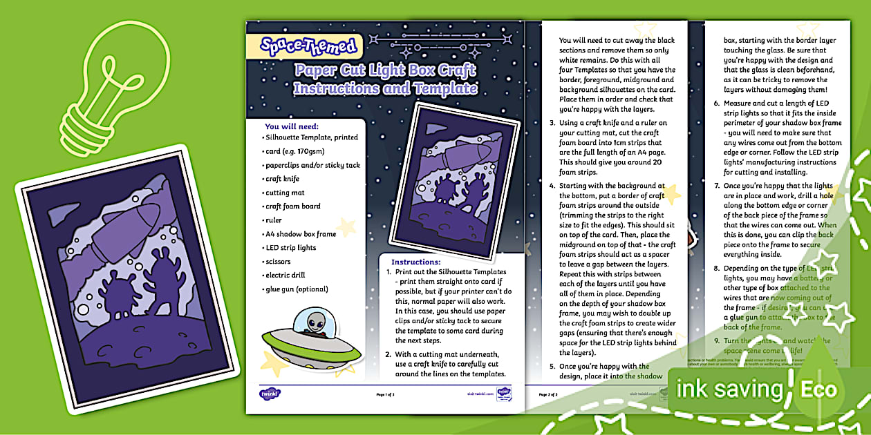 Space-Themed Light Box Craft Instructions and Template