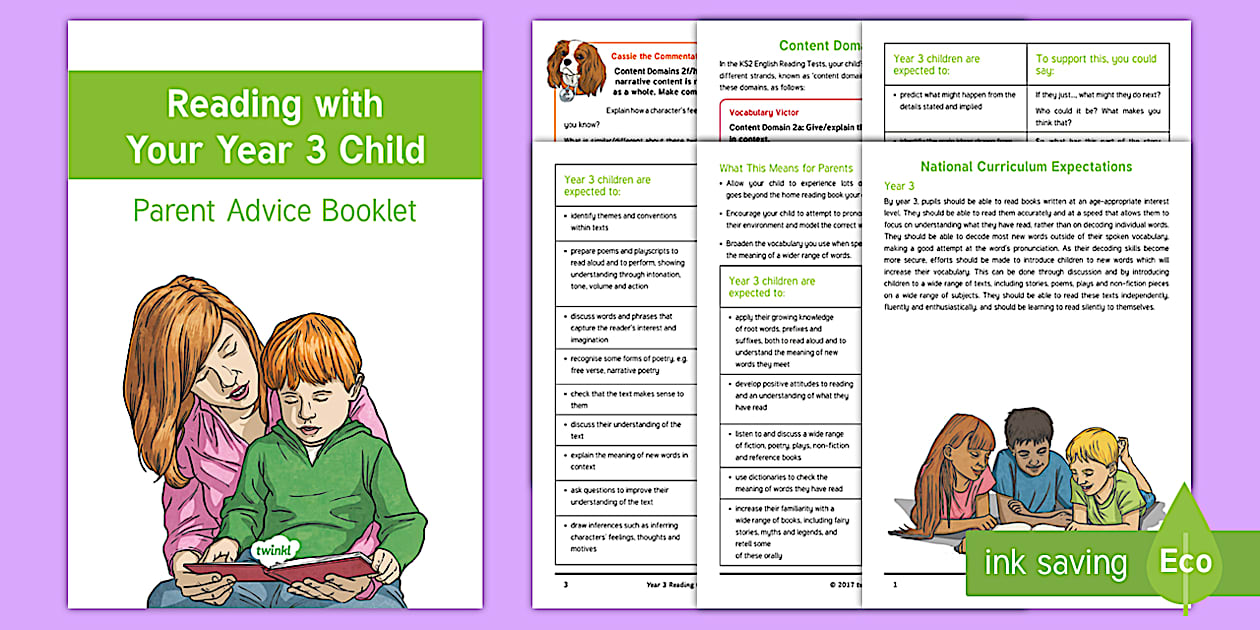 Editable Year 3 Reading with Your Child Parent Advice Booklet