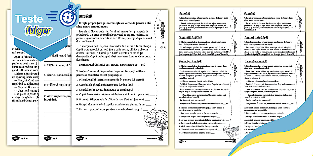 Punctul, semnul exclamării și semnul întrebării Test fulger