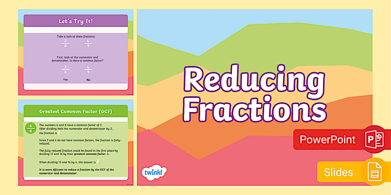 Reducing Fractions PowerPoint & Google Slides for 3rd-5th Grade
