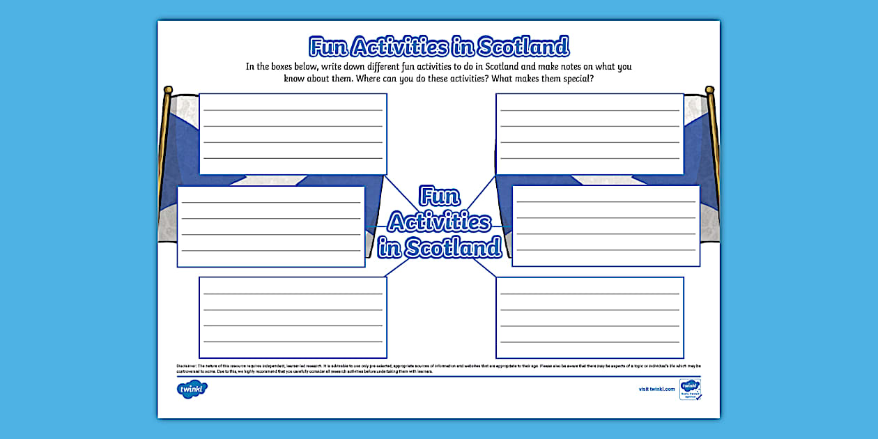 Fun Activities in Scotland Activity Sheet