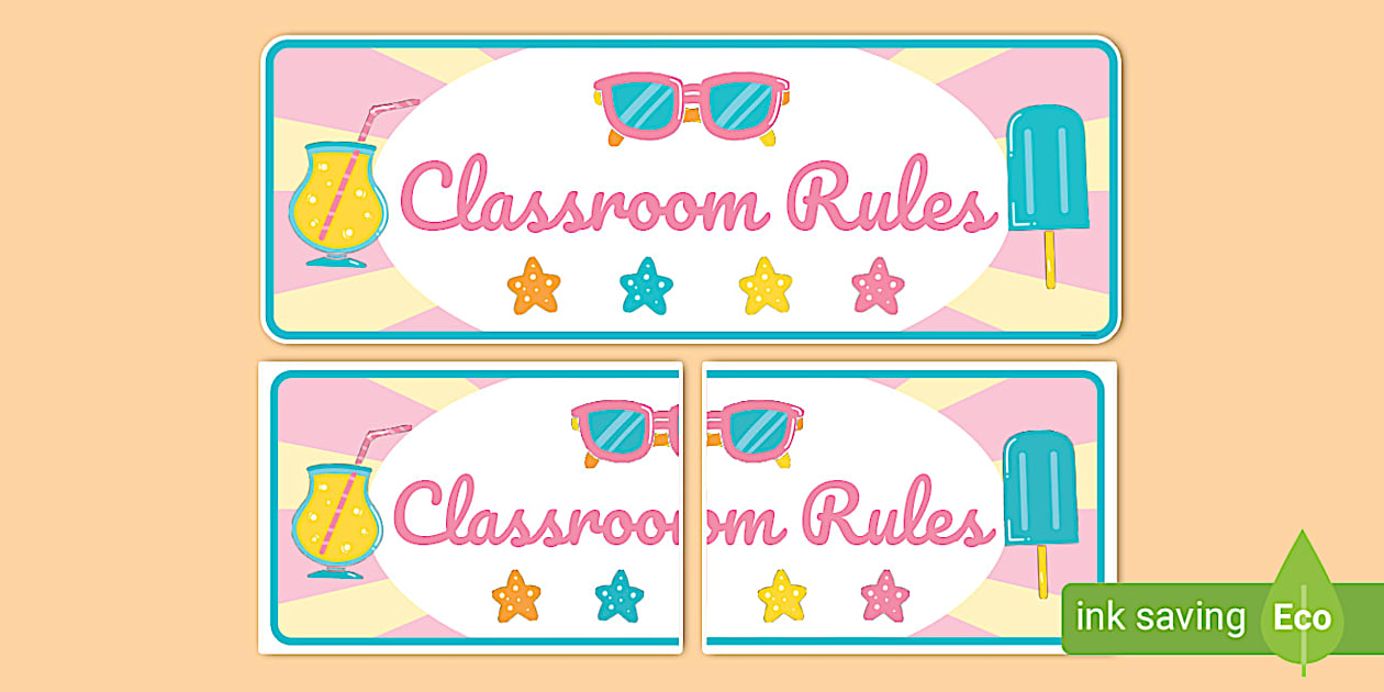 Class Rules Summer Vibes Themed Banner (Teacher-Made)