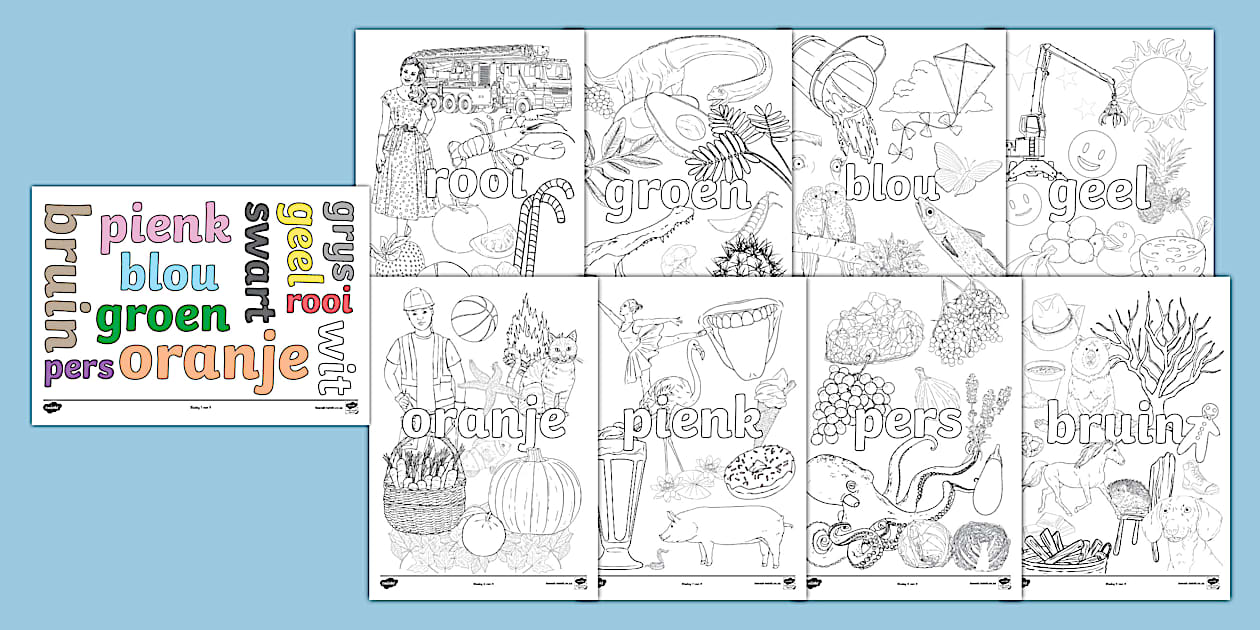 Afrikaans Colours Worksheet | Afrikaans Kleure Inkleurblaaie