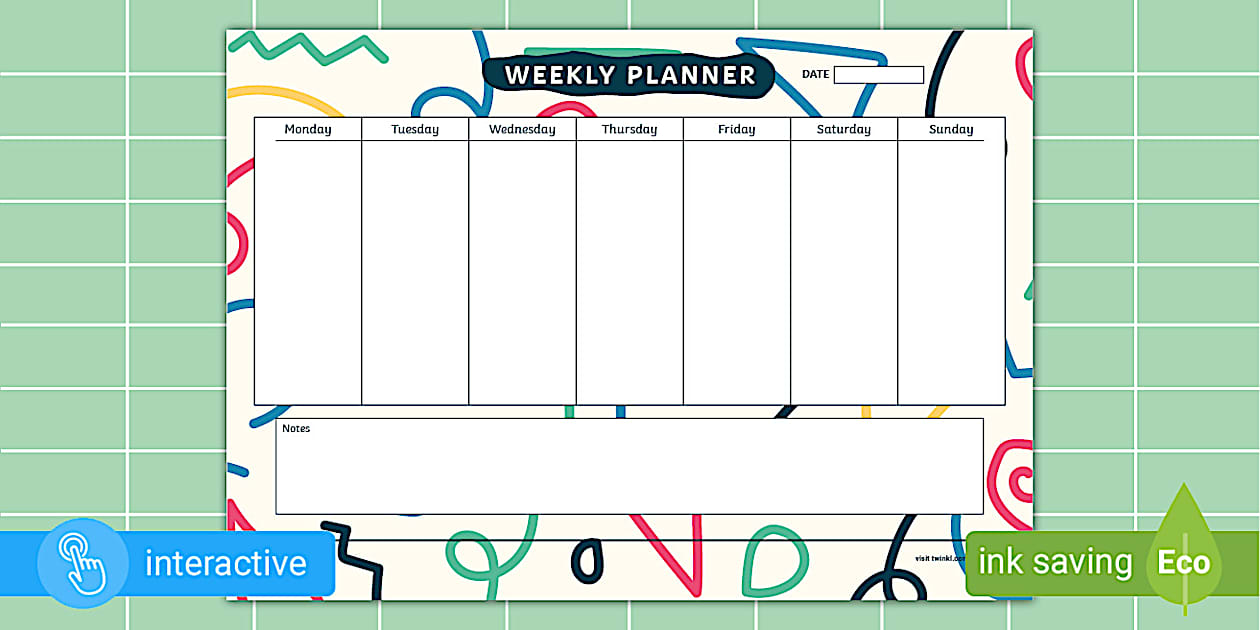 Retro Weekly Planner | Twinkl Busy Bees (teacher made)