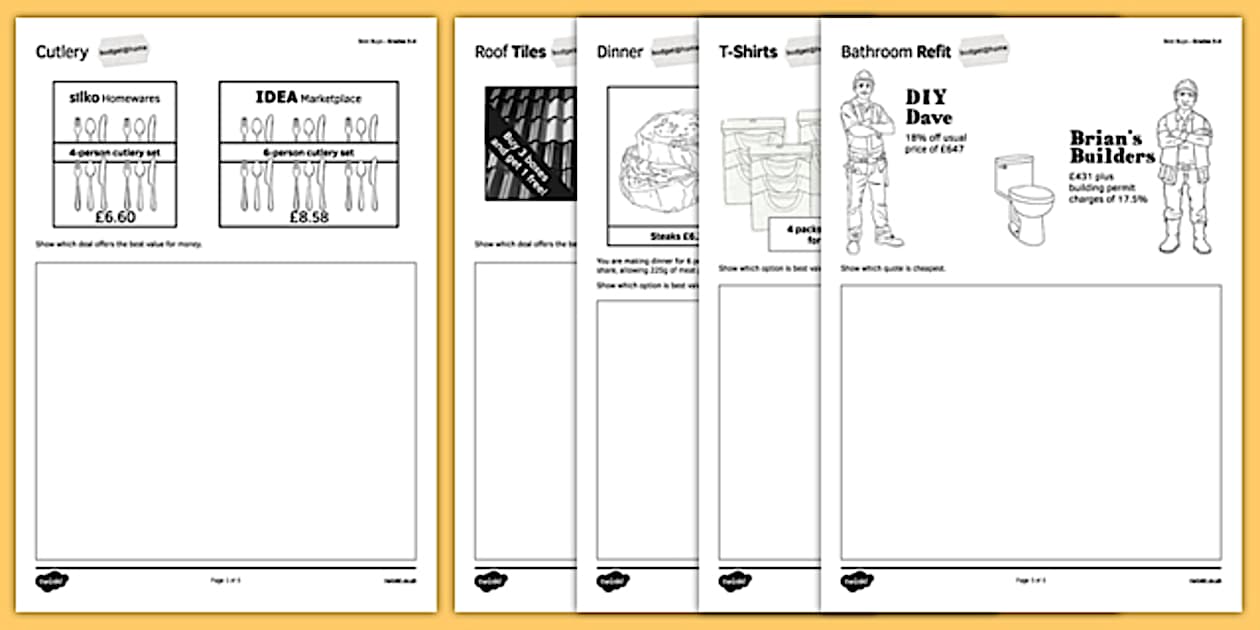 Best Buys Budgeting Worksheet / Worksheet Pack, Numeracy, Maths, Finance,