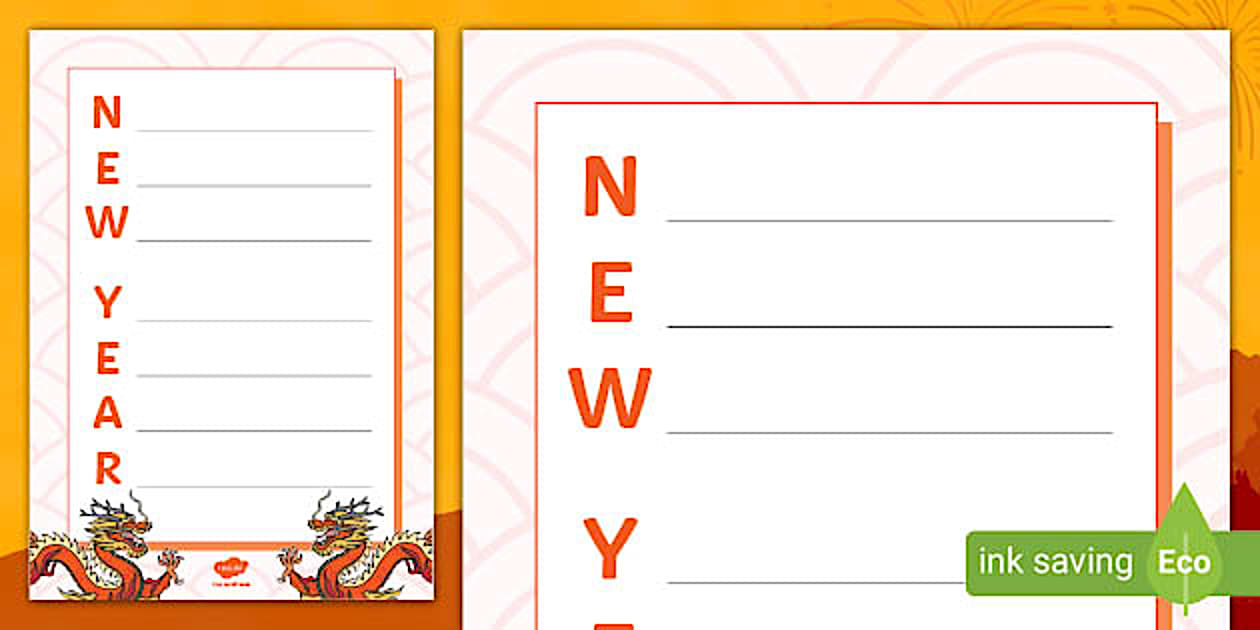 Chinese New Year acrostic poem | Template | Easy to print