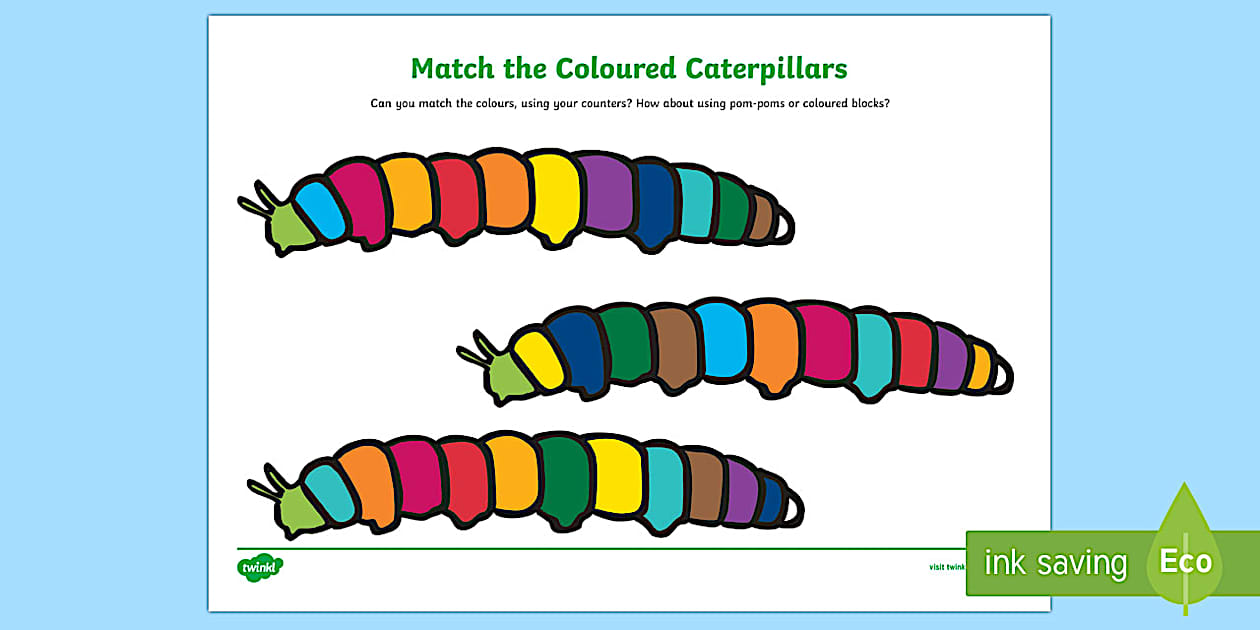Caterpillar Colour Matching Worksheet / Worksheet - Twinkl