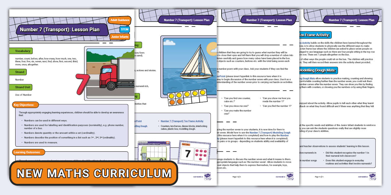 Number 7 (Transport) Lesson Plan (teacher made) - Twinkl