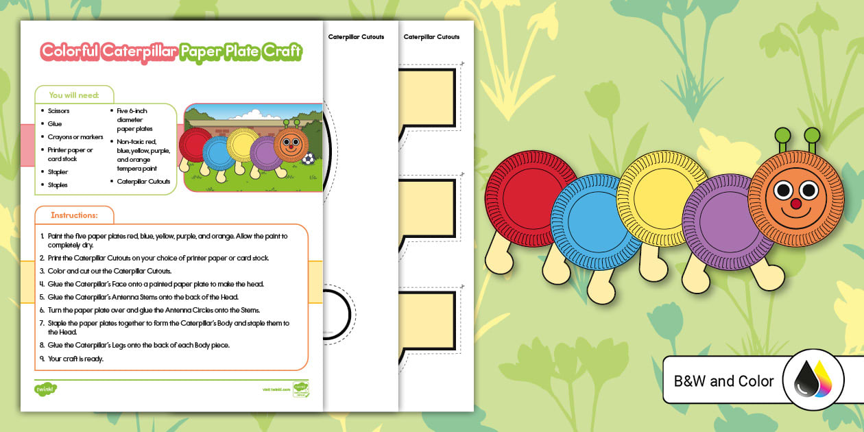 Colorful Caterpillar Paper Plate Craft (teacher made)