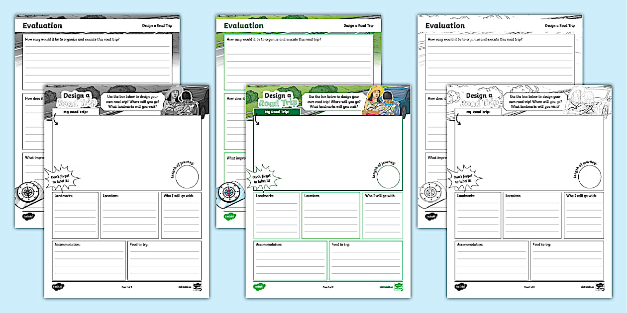 Design a Road Trip Worksheet - Twinkl More Subjects - Twinkl