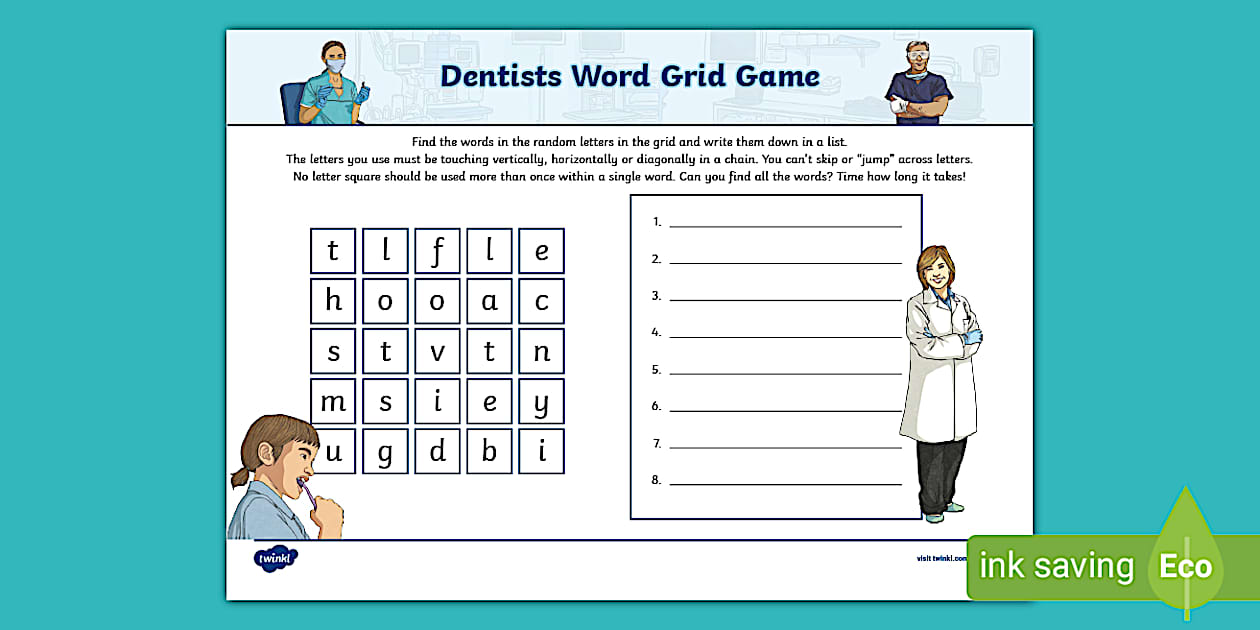 Dentists Word Grid Game (teacher made) - Twinkl