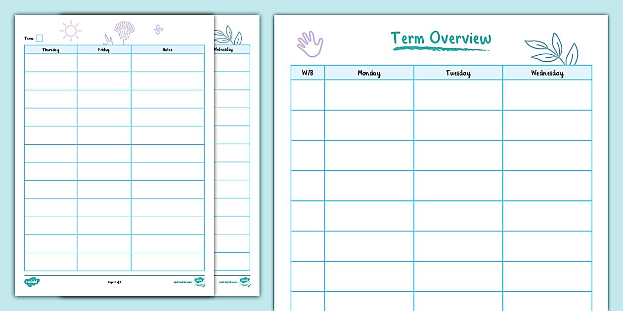 Term Overview Planner Template ELC (teacher made) - Twinkl