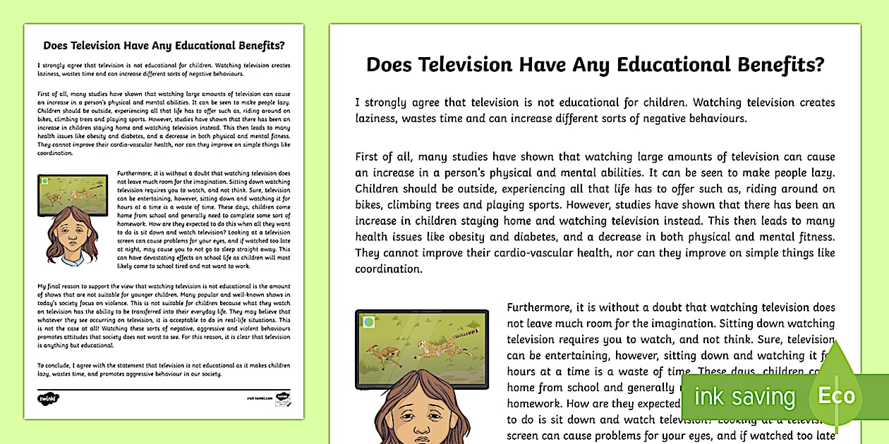 Editable Is Television Educational for Children? Exposition Writing Sample