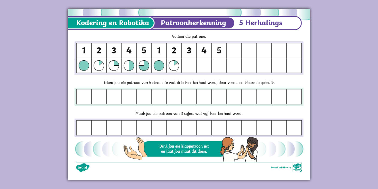 Graad 2 Robotika en Kodering: Patroonherkenning - Twinkl
