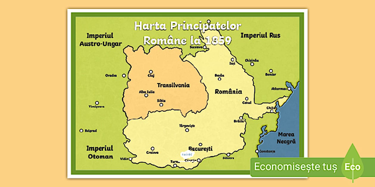Mica Unire - hartă | Harta România 1859 |Twinkl România