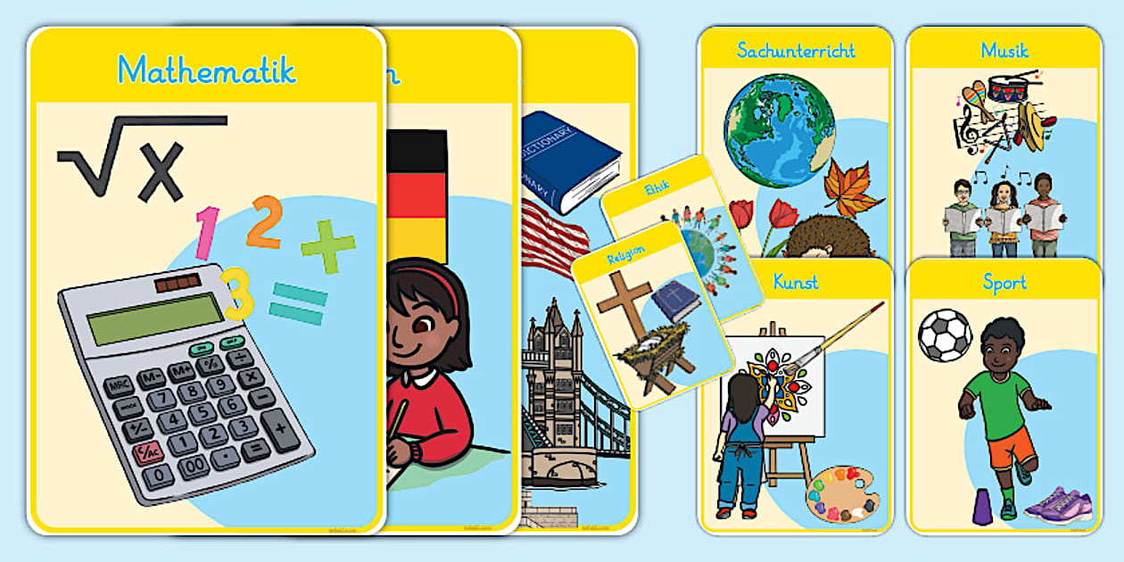 DaZ: Schulfächer - Wort- und Bildkarten (teacher made)