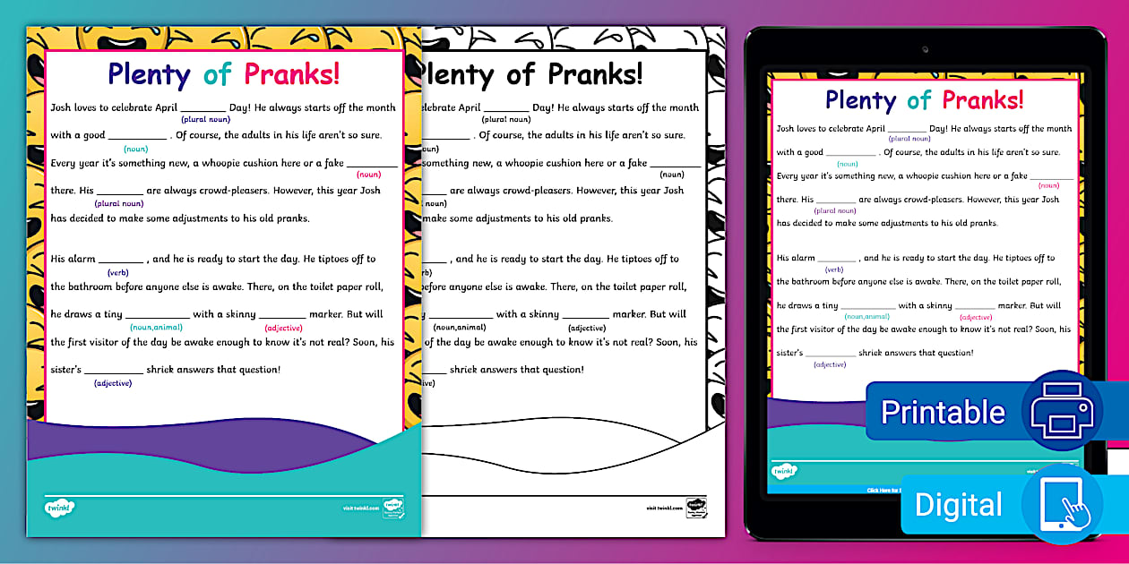 Plenty of Pranks: April Fools’ Day Laugh Libs for 6th-8th Grade