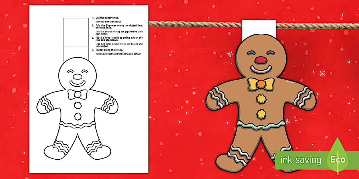 Christmas Gingerbread Man Display Bunting English/German