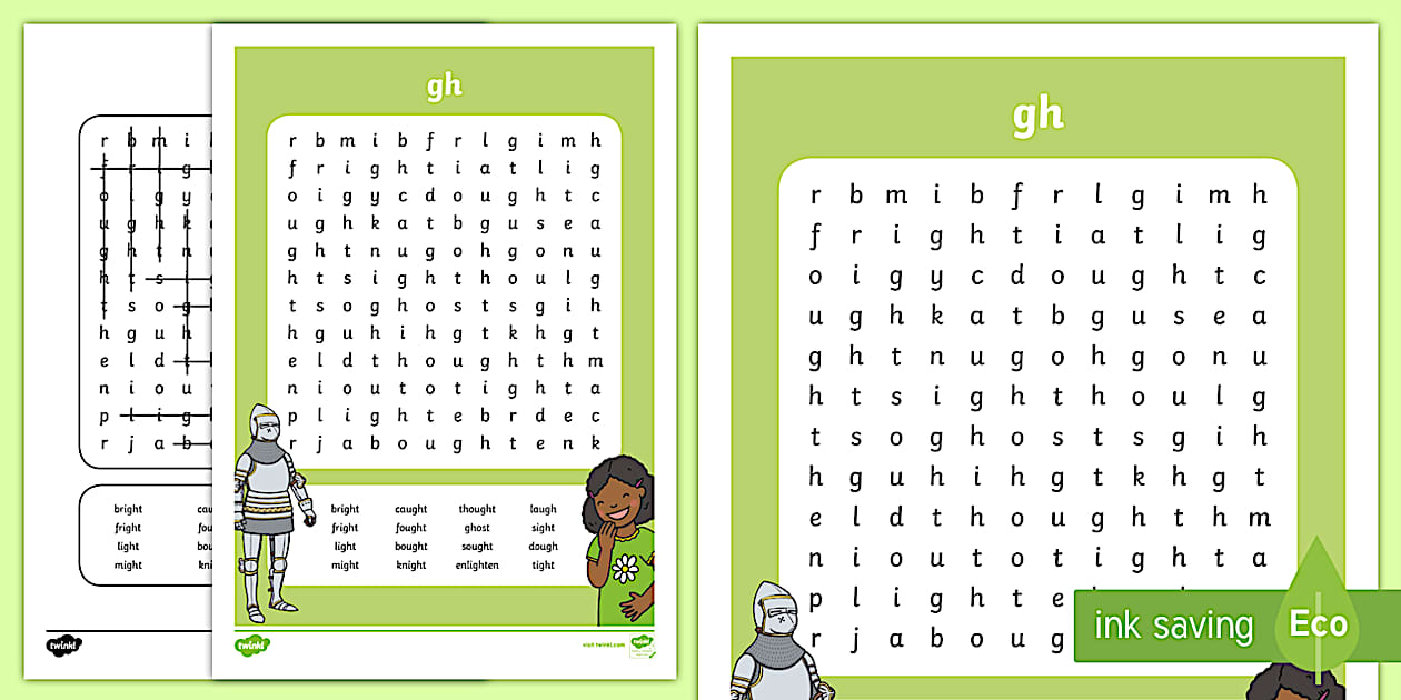 gh Sound Words - Sound Differentiated Word Search - Year 2