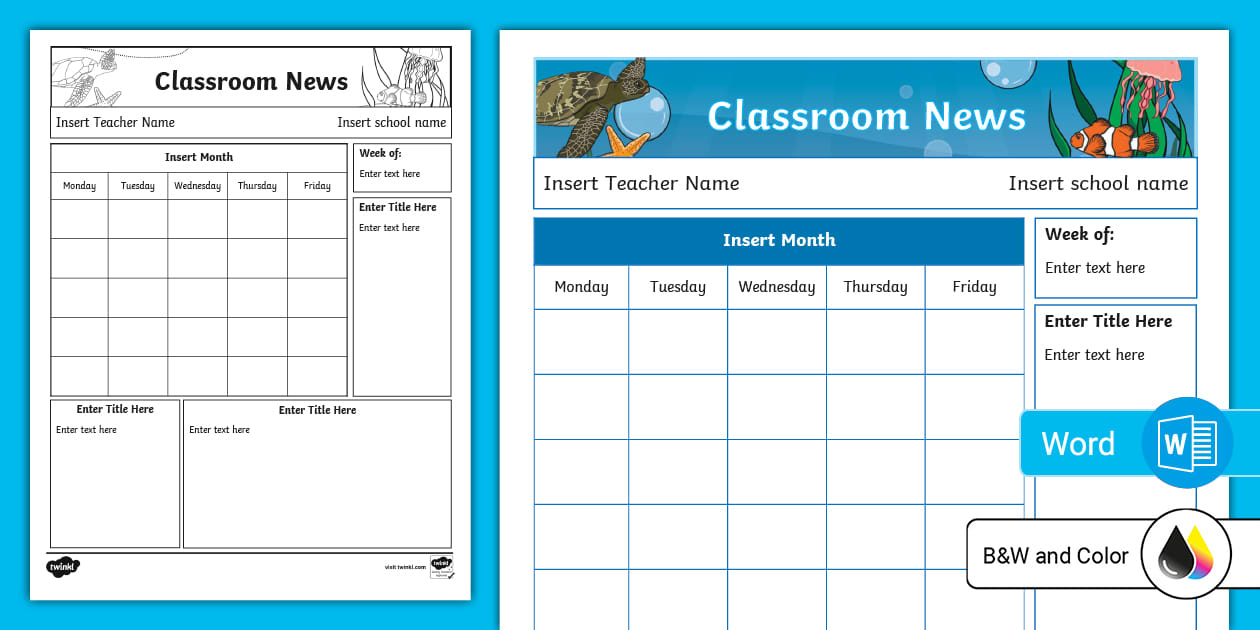 Under the Sea Editable Newsletter (teacher made) - Twinkl