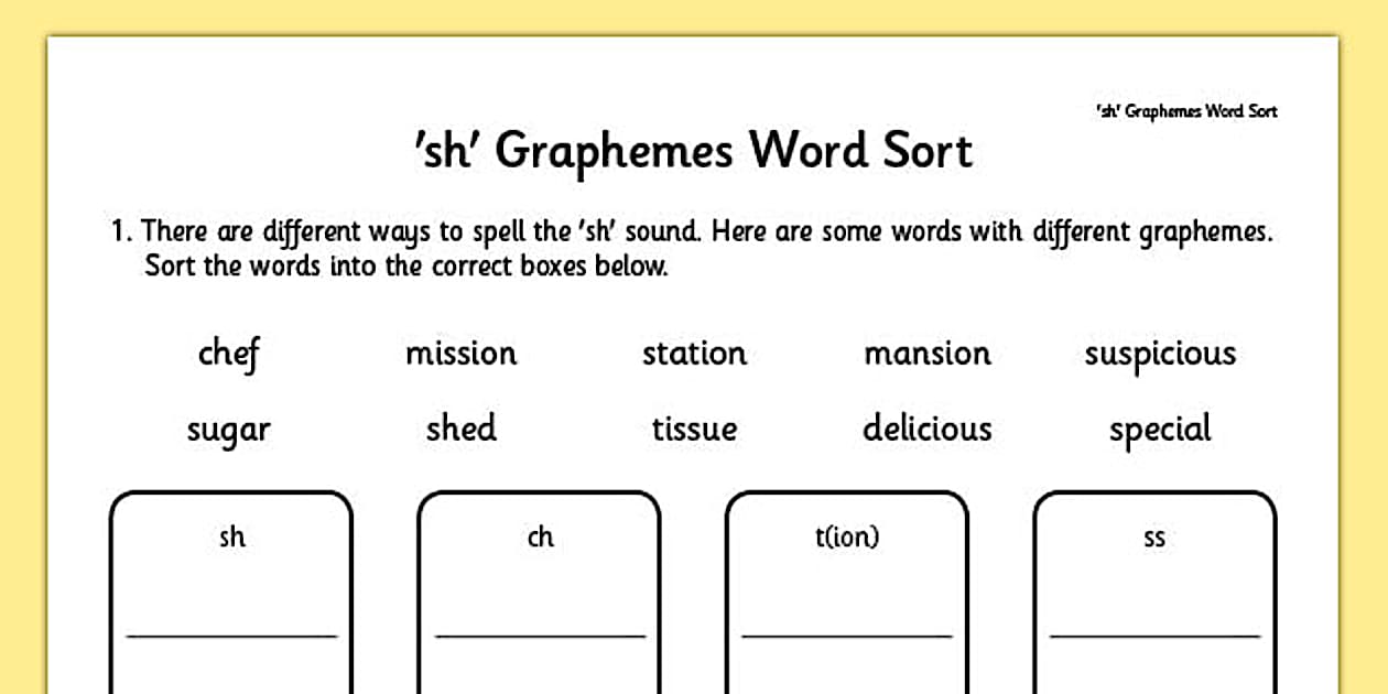 Phase 5 sh Graphemes Word Sort (teacher made) - Twinkl