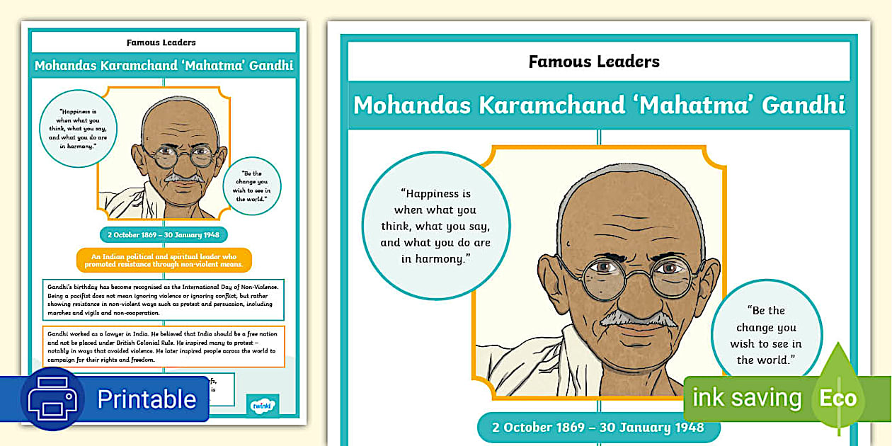 Mahatma Gandhi Infographic (teacher made) - Twinkl