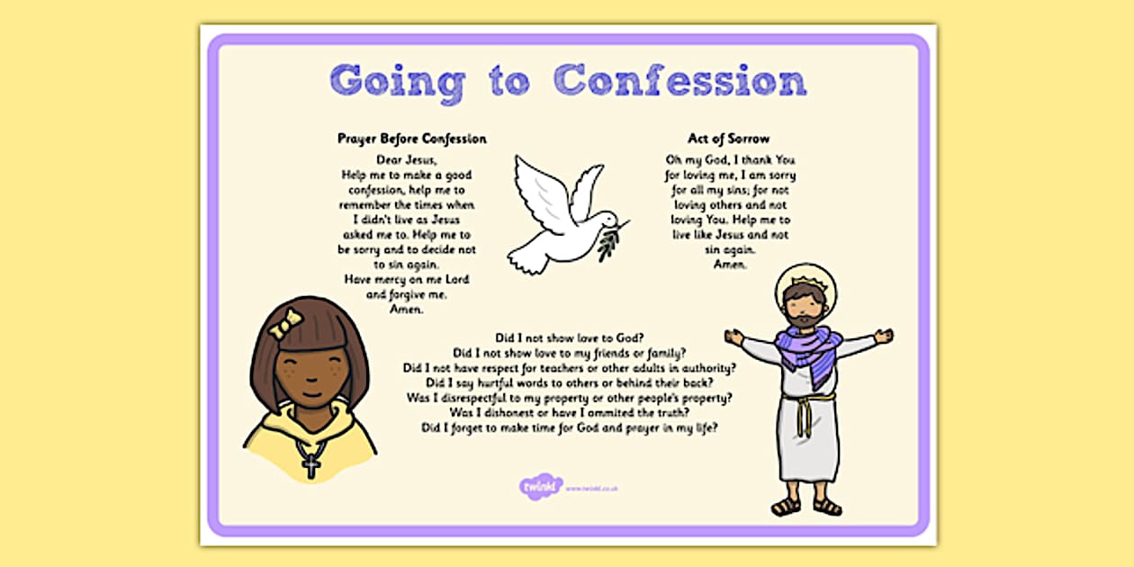 Editable My First Confession Penance Prompt Card - Twinkl