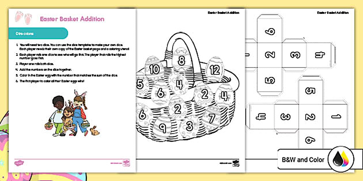 Easter Basket Addition Worksheet | Math | Kindergarten
