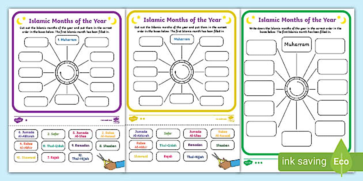 KS1 Islamic Months of the Year Circle Differentiated Activity