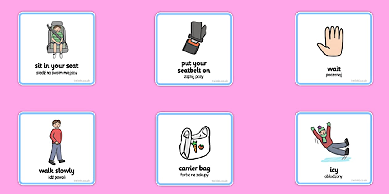 SEN Communication Cards Out and About Boy Polish Translation