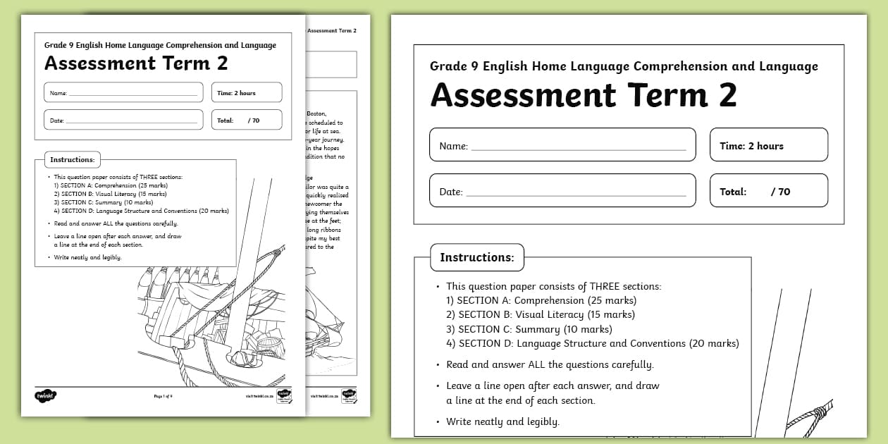 Grade 9 English HL: Comprehension and Language Exam Term 2