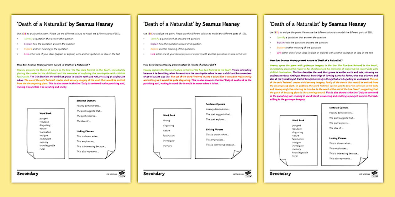 GCSE 'Death of a Naturalist' by Seamus Heaney Structured Analysis