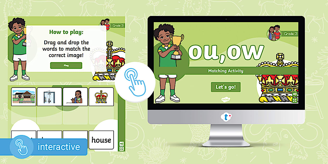 Grade 3 Phonics: ou, ow Interactive Go! Game (teacher made)