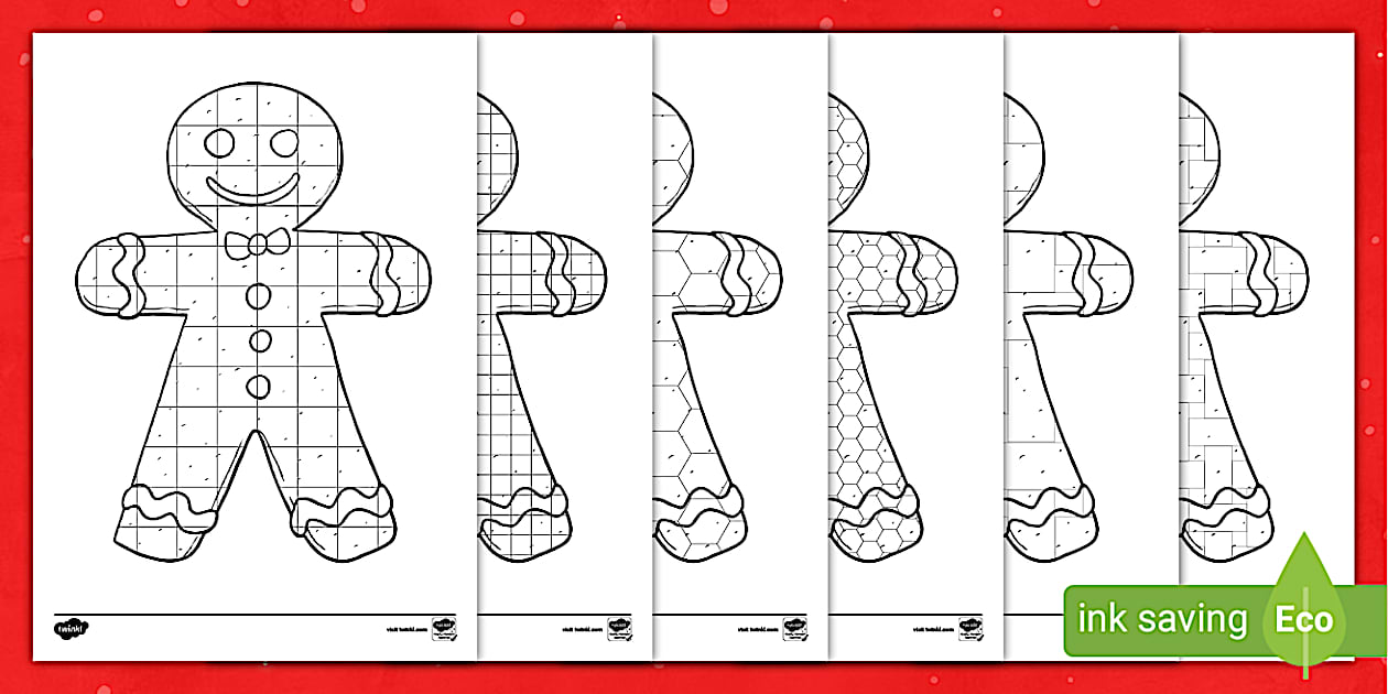 Gingerbread Person Mosaic Colouring Pages (Teacher-Made)