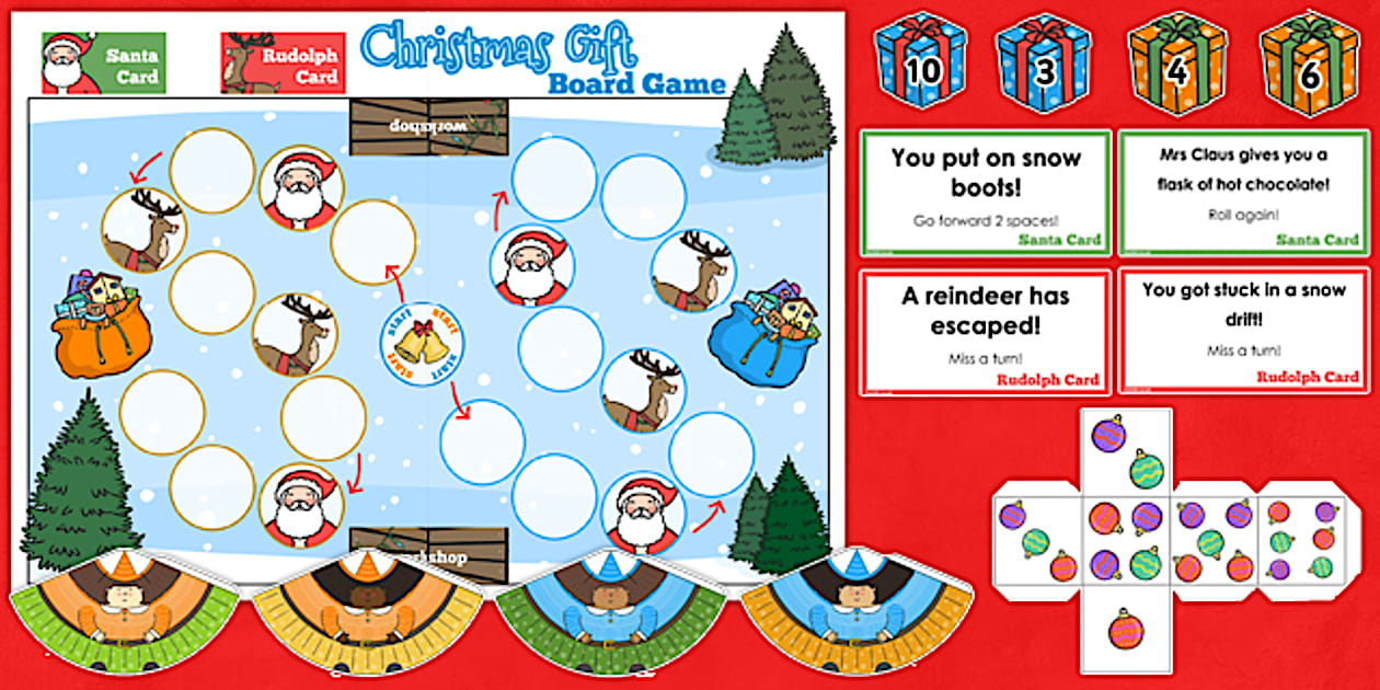 Christmas Maths Board Game - One More Than Game - Twinkl