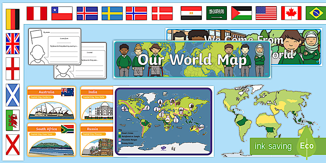 World Map Class Display Pack (teacher made) - Twinkl