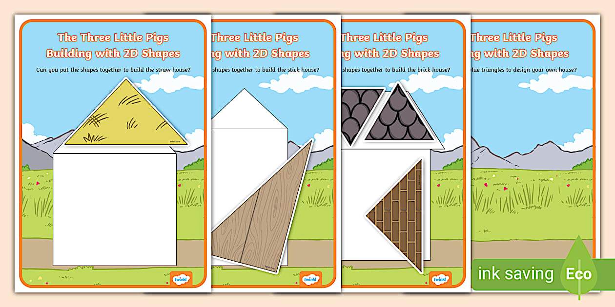 👉 The Three Little Pigs Building with 2D Shapes Activity